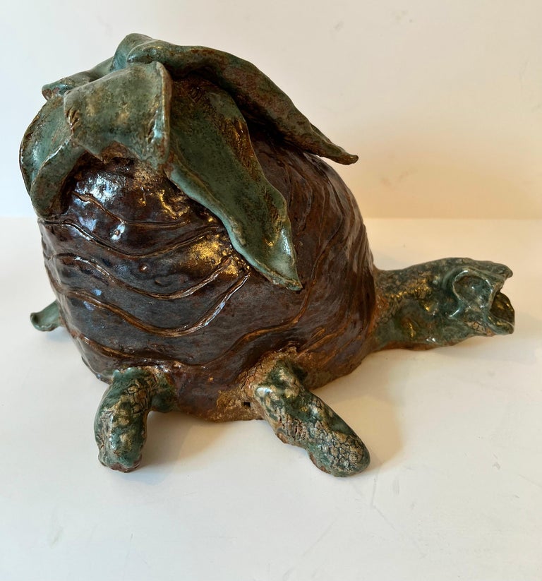 Terracotta Studio Pottery Turtle Doorstop Sculpture For Sale at 1stDibs