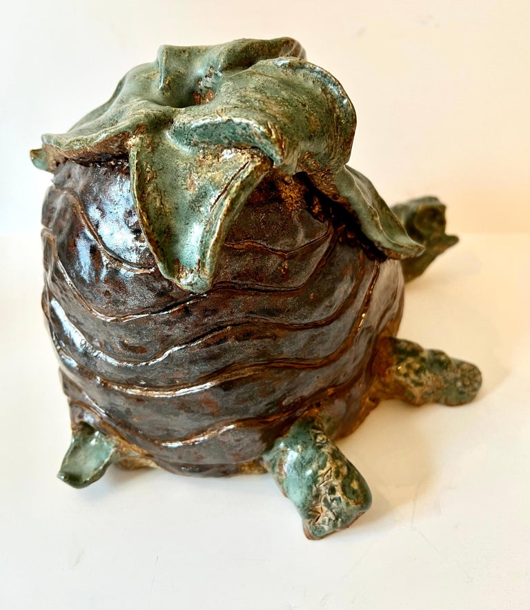 Terracotta Studio Pottery Turtle Doorstop Sculpture For Sale at 1stDibs
