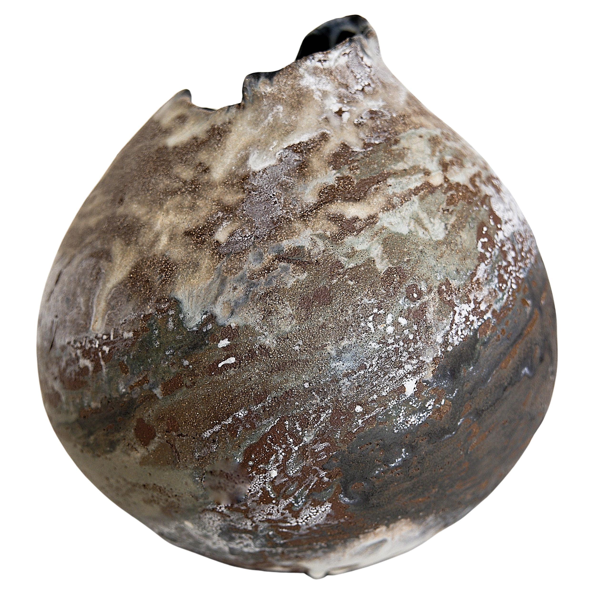 Terrain Red Clay Moon Vase Handmade I For Sale at 1stDibs