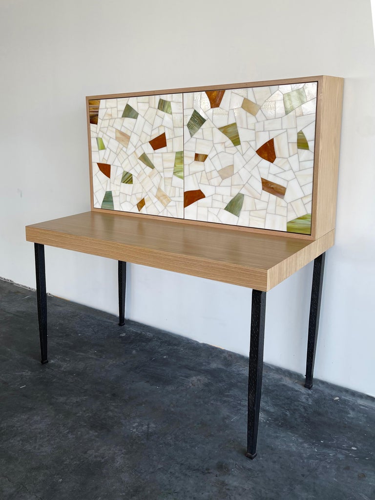 Modern Terrazzo Desk with Milano Steel Base and Natural Oak by Ercole ...