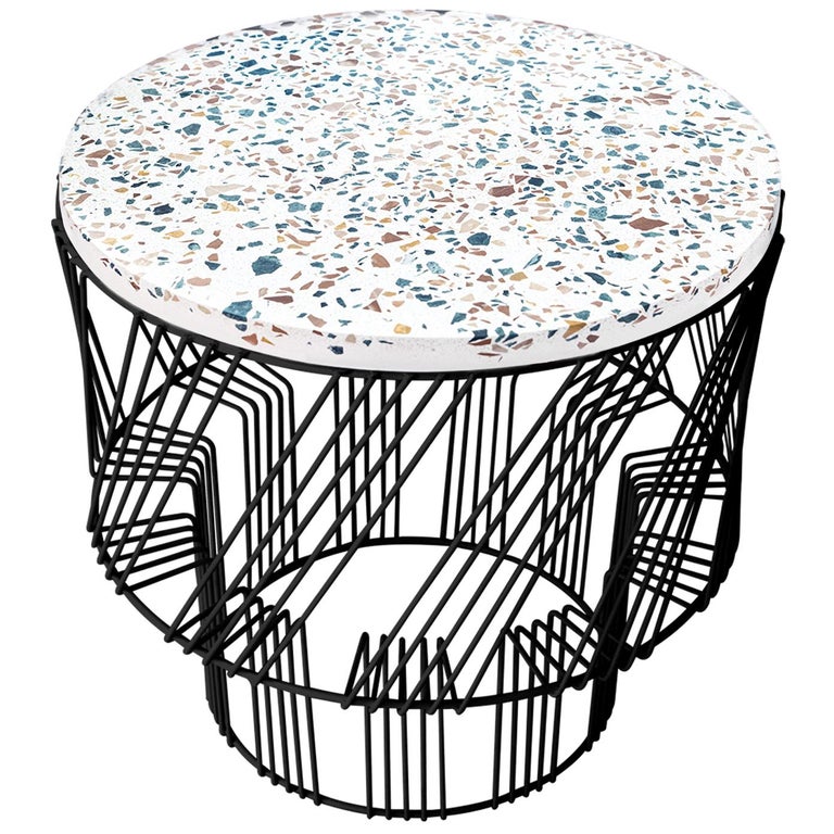 Terrazzo Table, Wire Side Table by Bend Goods in Black For Sale at 1stDibs