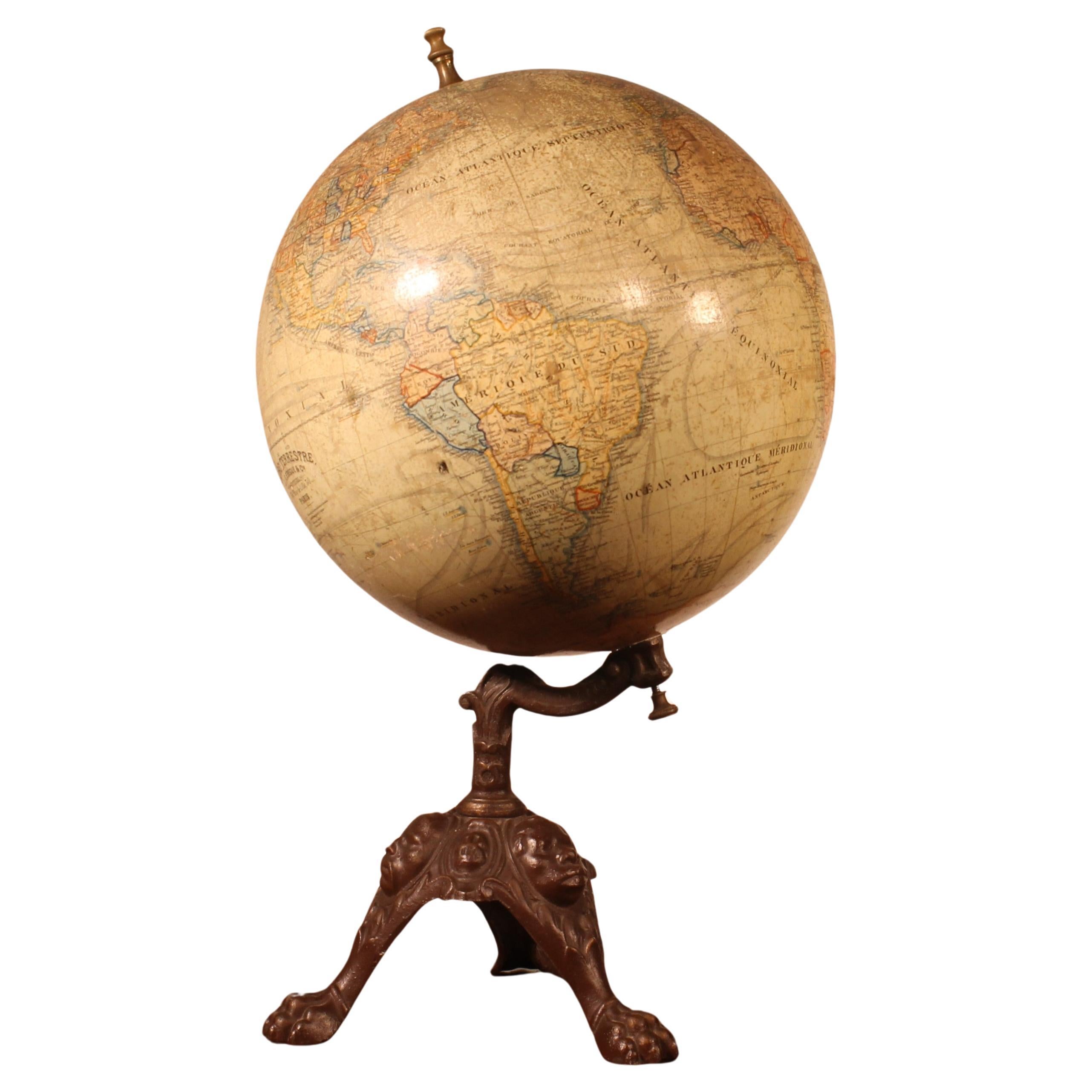 Terrestrial Globe J.lebègue and Cie Paris Circa 1890 For Sale at 1stDibs