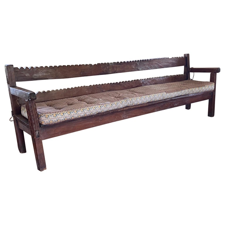 Terrific Extra Long Rustic Bench at 1stDibs