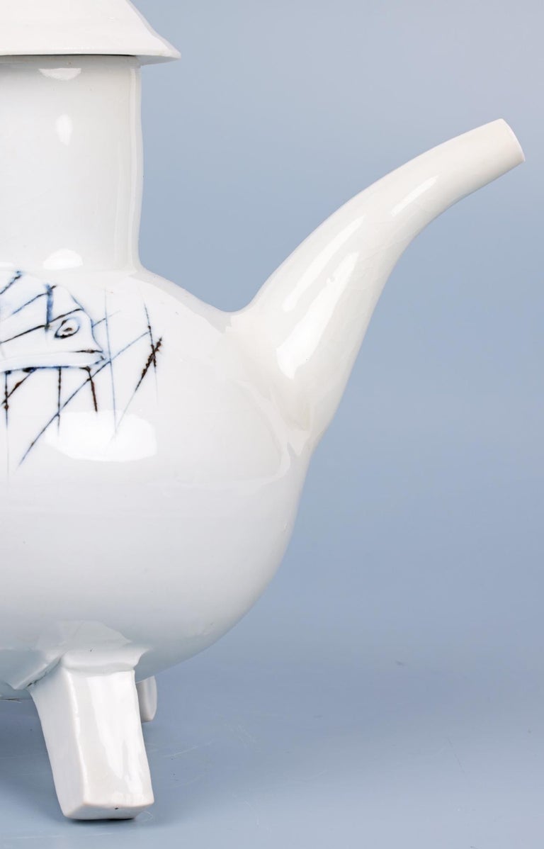 Terry Bell-Hughes Studio Pottery Porcelain Fish Teapot For Sale at 1stDibs