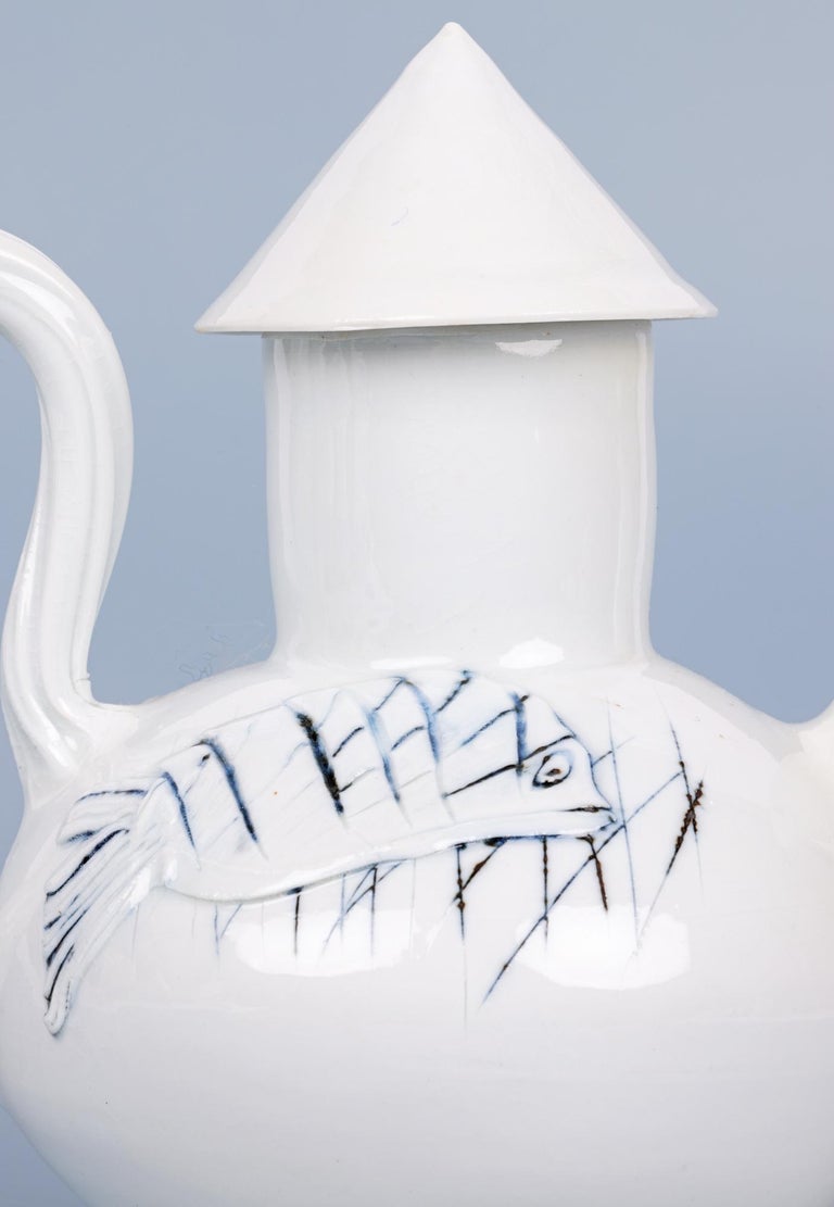 Terry Bell-Hughes Studio Pottery Porcelain Fish Teapot For Sale at 1stDibs