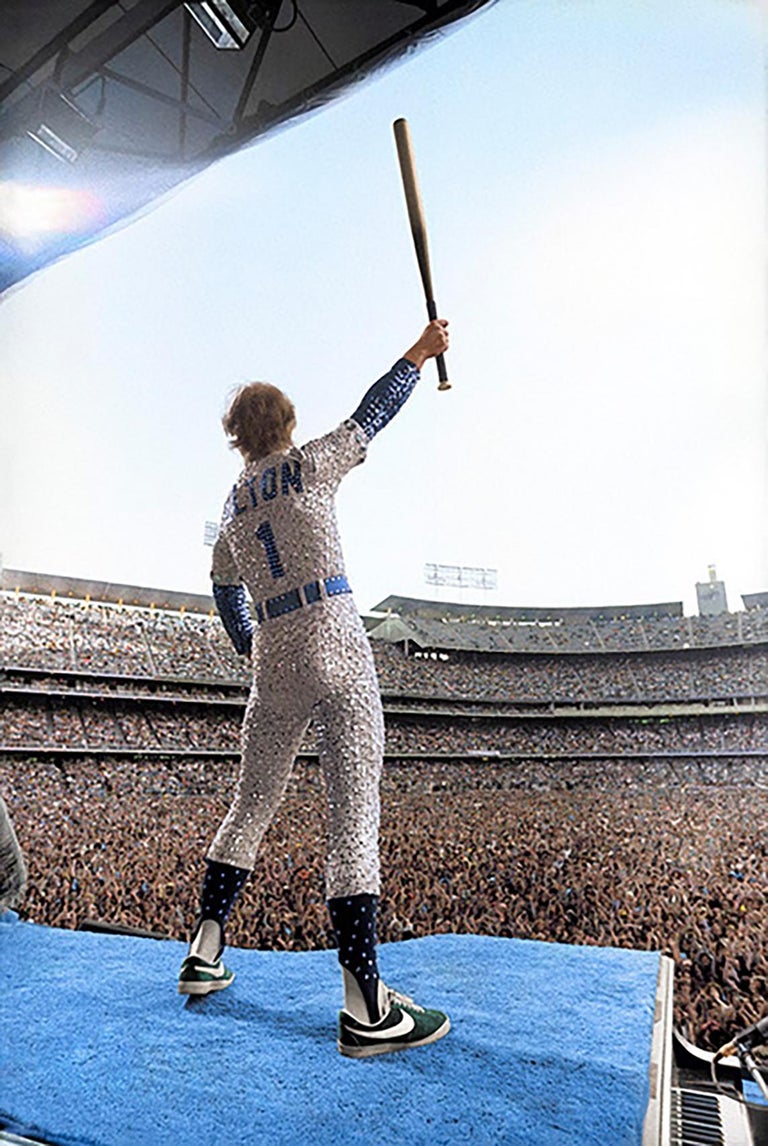 Terry O'Neill - Elton John At Dodger Stadium, Back With Bat, Colorized ...
