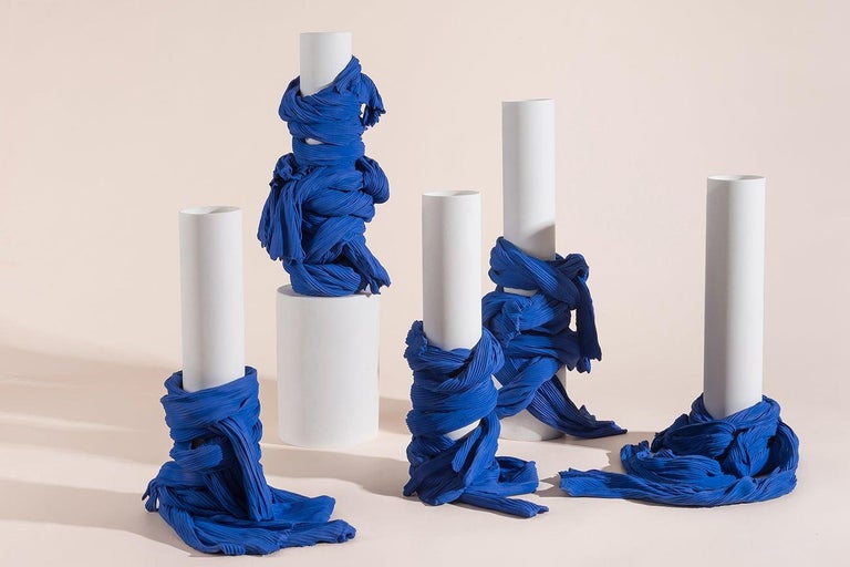 Tertium Quid Vase S3 Porcelain Blue and White Fabric Texture For Sale ...