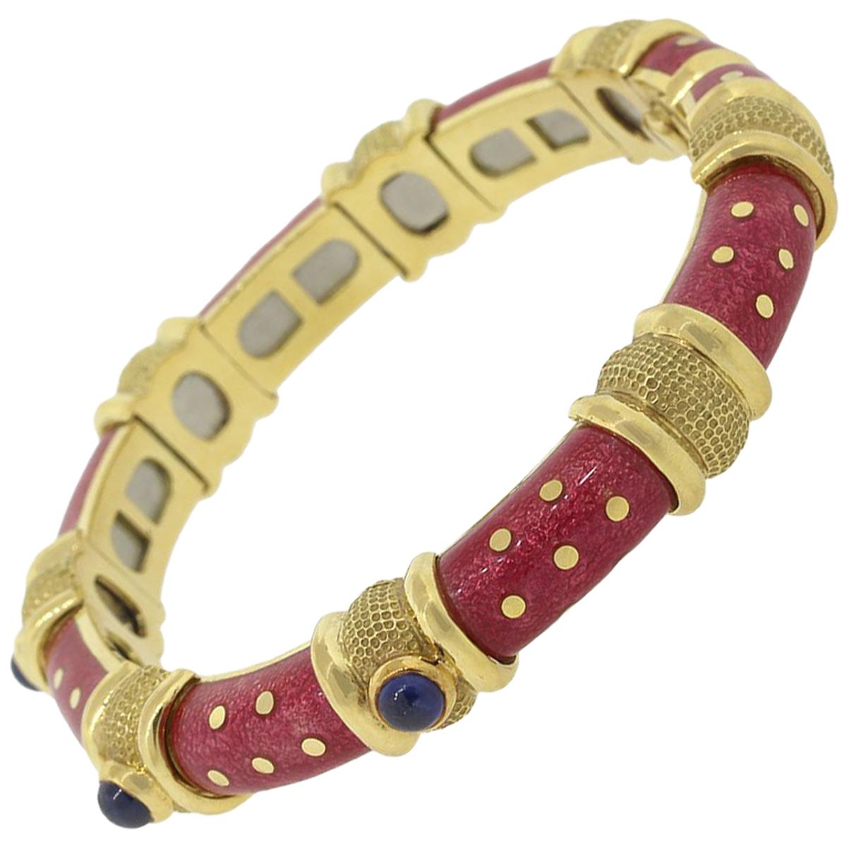 Rare Schlumberger Sapphire and Enamel Bangle at 1stDibs