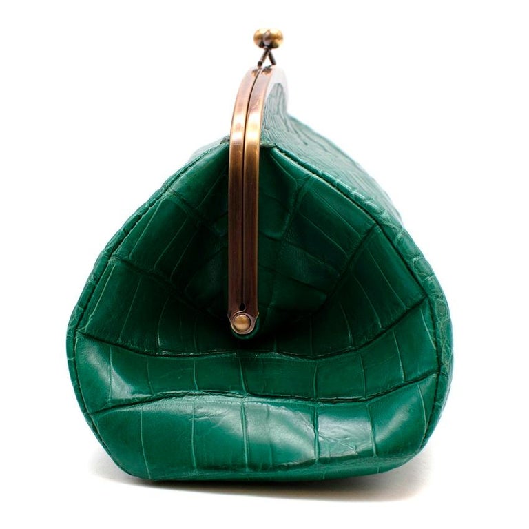 Tess Van Ghert Green Wild American Alligator Clasp Monica Clutch For ...