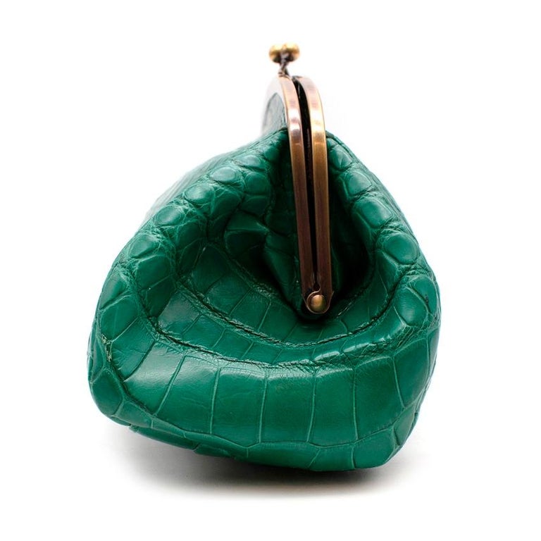 Tess Van Ghert Green Wild American Alligator Clasp Monica Clutch For ...
