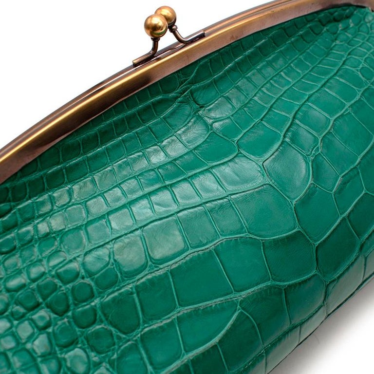 Tess Van Ghert Green Wild American Alligator Clasp Monica Clutch For ...