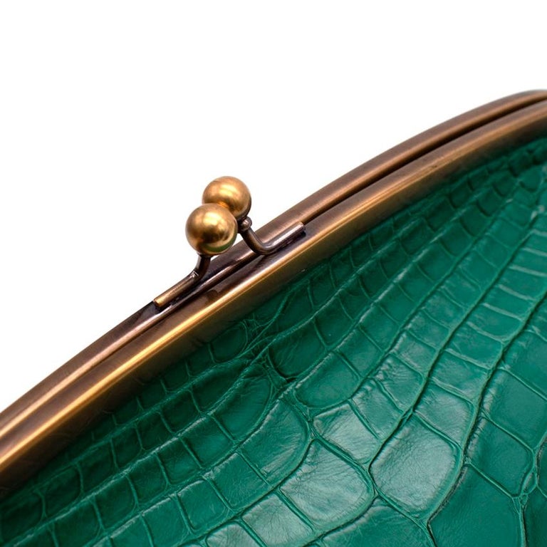 Tess Van Ghert Green Wild American Alligator Clasp Monica Clutch For ...