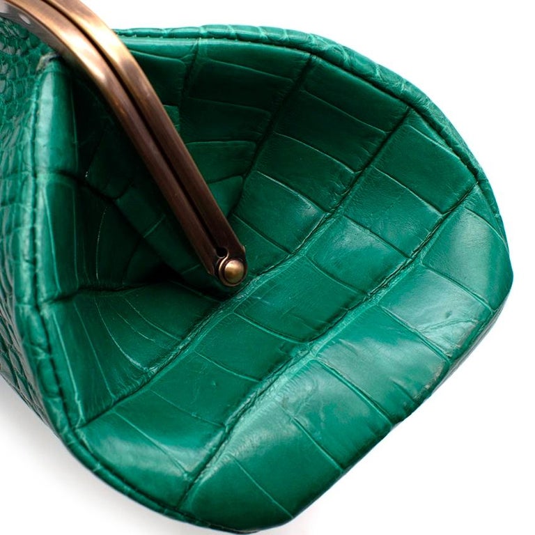 Tess Van Ghert Green Wild American Alligator Clasp Monica Clutch For ...