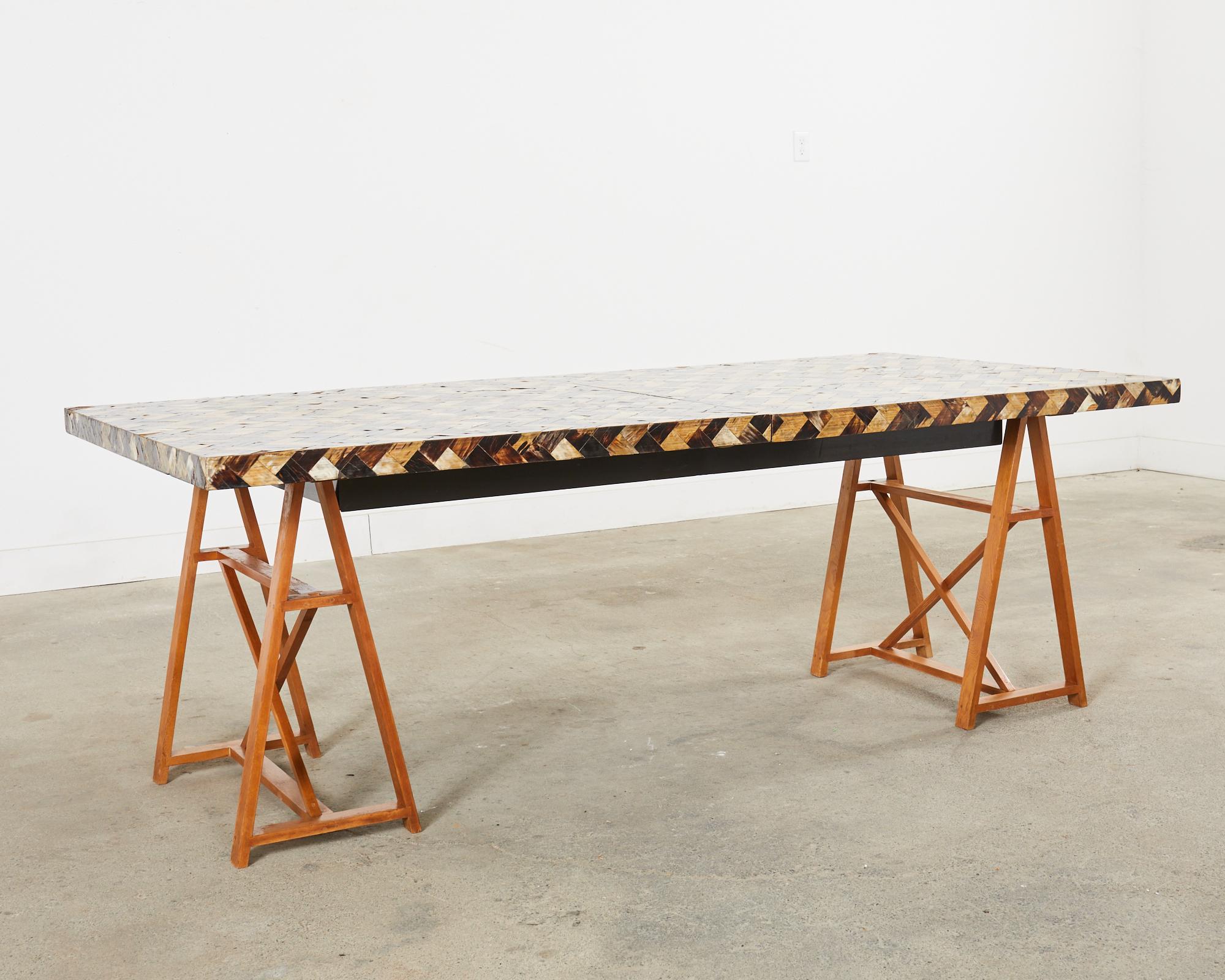 Tessellated Horn Dining Table with Leaves Designed by Thomas Britt For ...