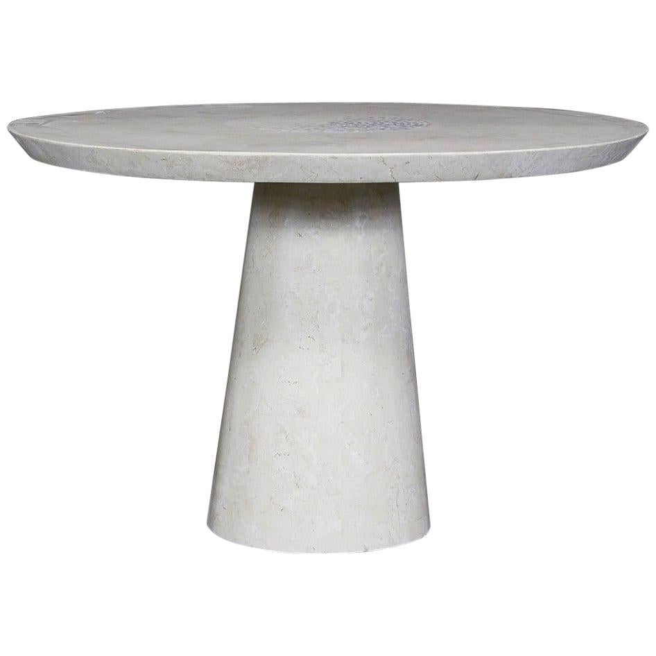 Tessellated Stone and Seashell Inlay "Austria" Round Dining or Center ...