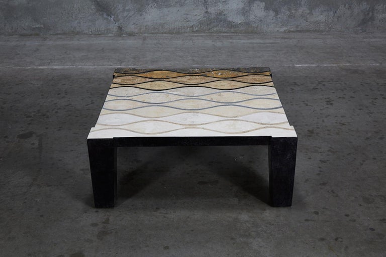 Tessellated Stone "Curves" Cocktail Table with Abstract Inlaid ...