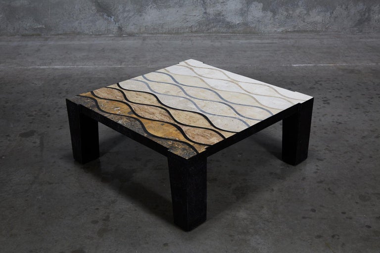 Tessellated Stone "Curves" Cocktail Table with Abstract Inlaid ...