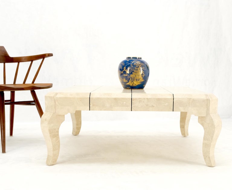 Tessellated Stone Fossil Top Brass Inlay Square Coffee Table on ...