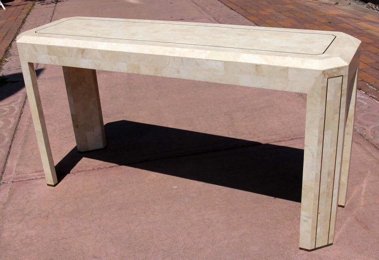 Tessellated Stone Parsons Console Table, Mid-Century Modern For Sale at ...