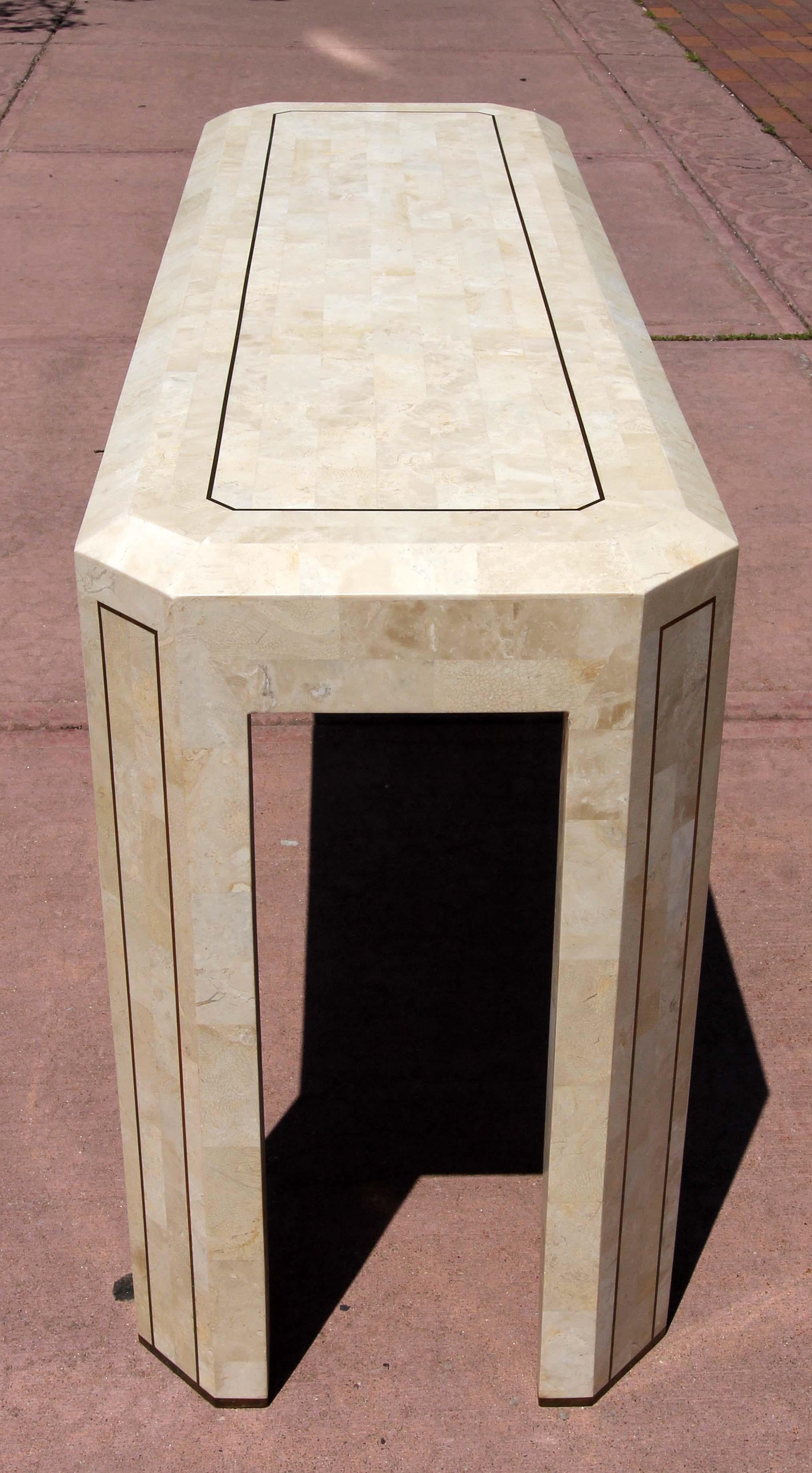 Tessellated Stone Parsons Console Table, Mid-Century Modern For Sale at ...