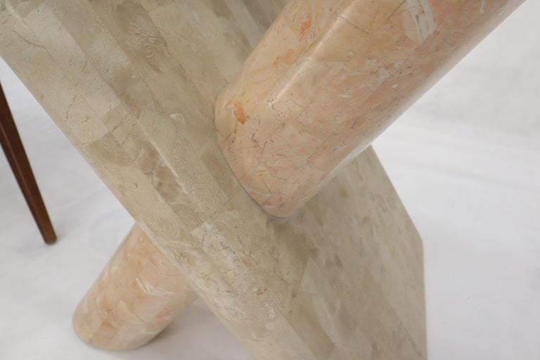 Tessellated Stone Rounded X-Shape Base Side Occasional Square Glass Top ...