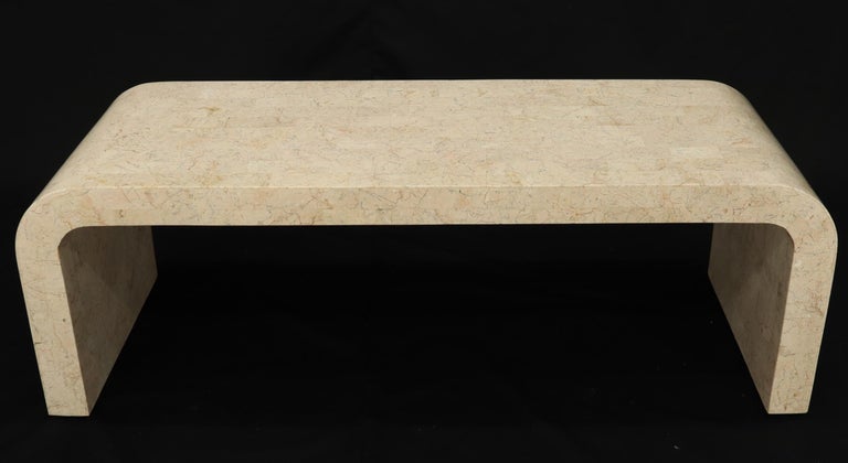 Tessellated Stone Veneer C-Shape Coffee Table at 1stDibs