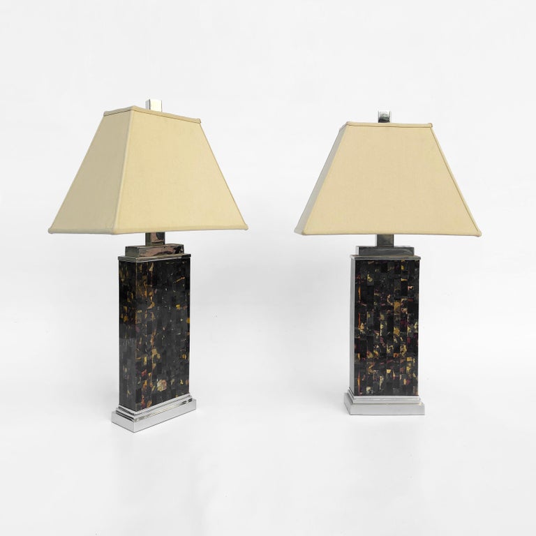 Tessellated Tortoise Table Lamps Midcentury Art Deco Hollywood Regency ...