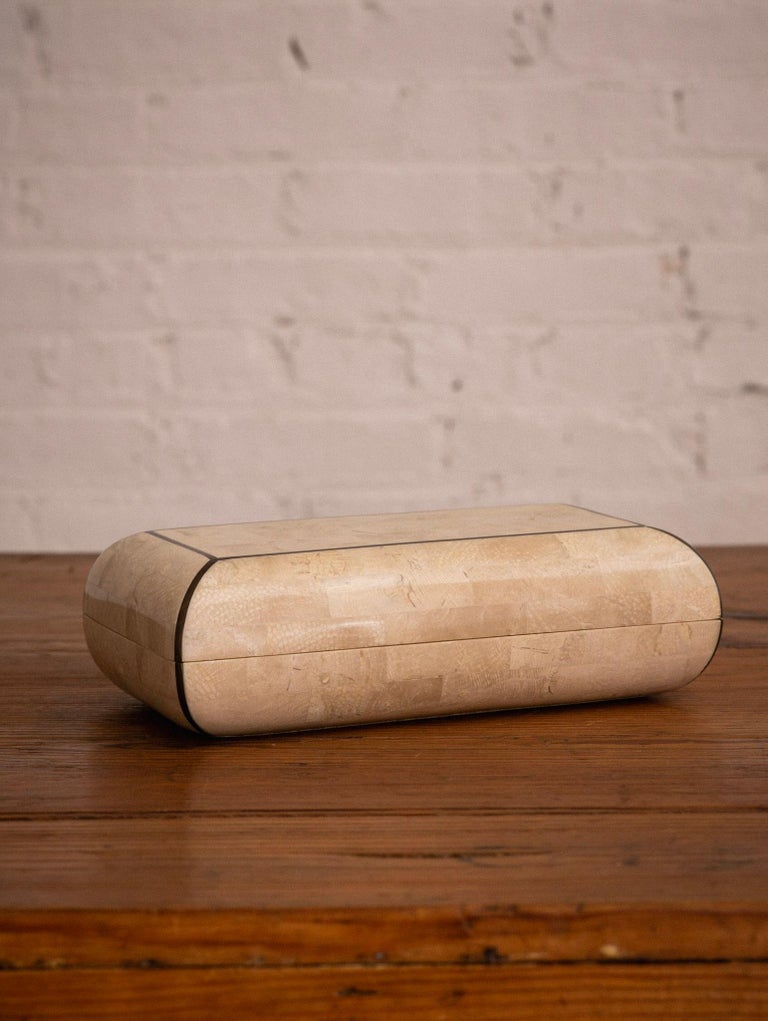 Tessellated Travertine and Brass Inlay Box For Sale at 1stDibs