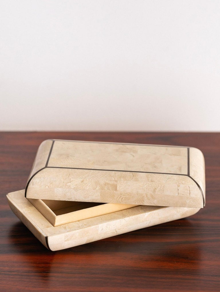 Tessellated Travertine and Brass Inlay Box For Sale at 1stDibs