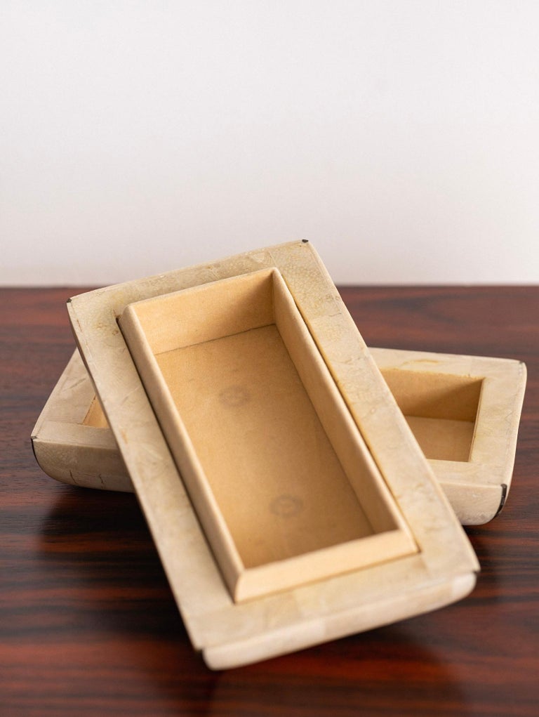 Tessellated Travertine and Brass Inlay Box For Sale at 1stDibs