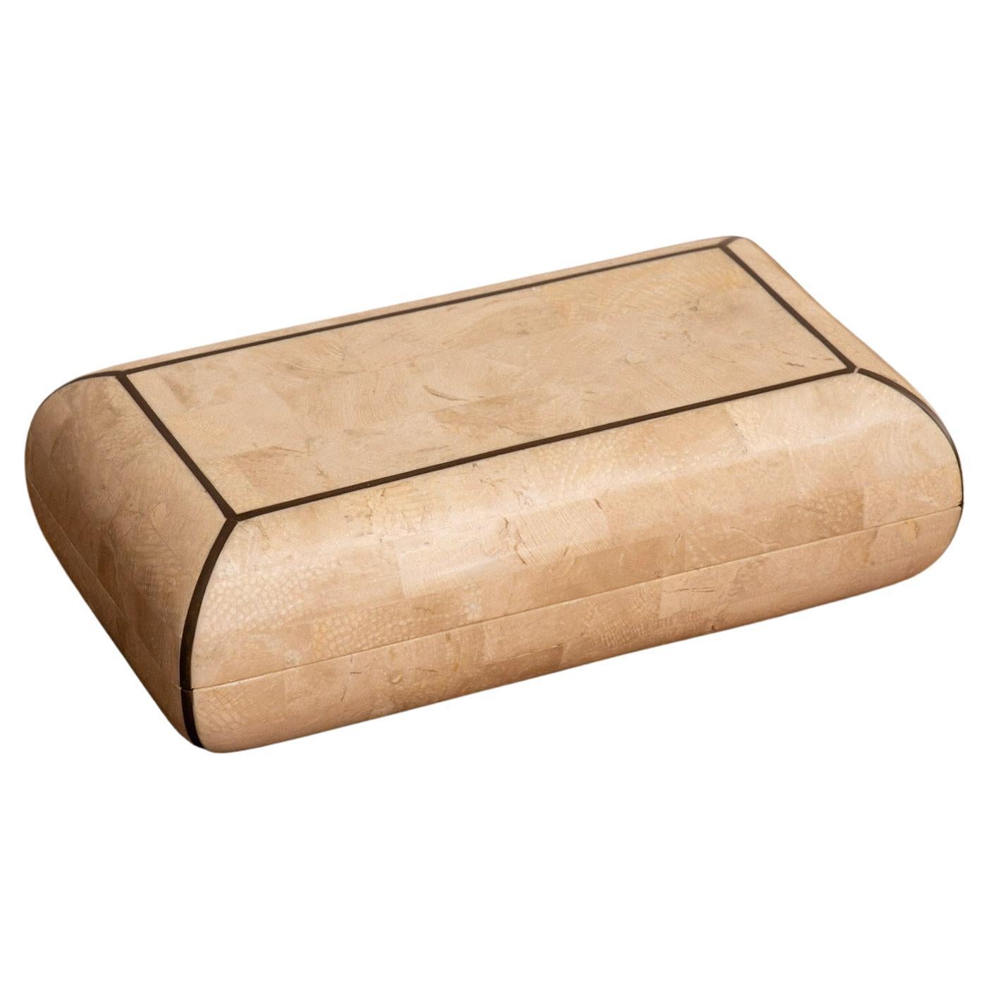 Jewelry Box with Inlay and Brass Trim at 1stDibs