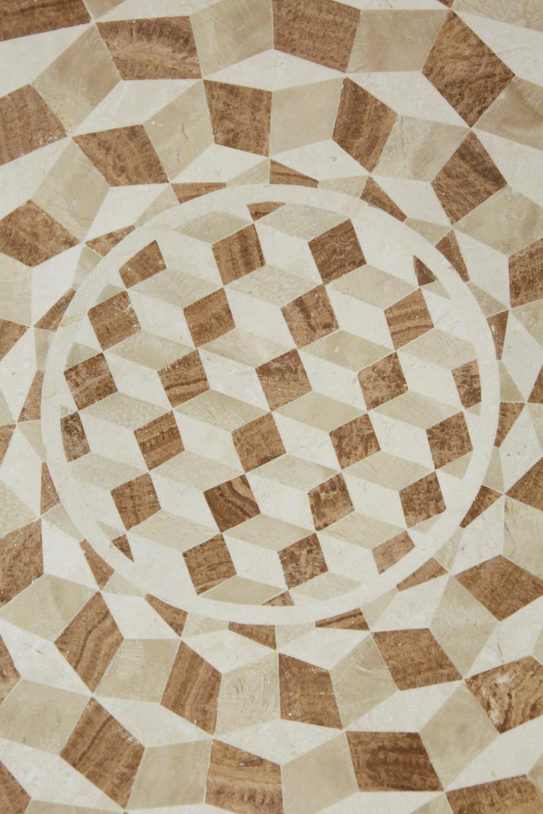 Tessellated Wood Stone "Illusion" Plate on Iron Stand, 1990s at 1stDibs