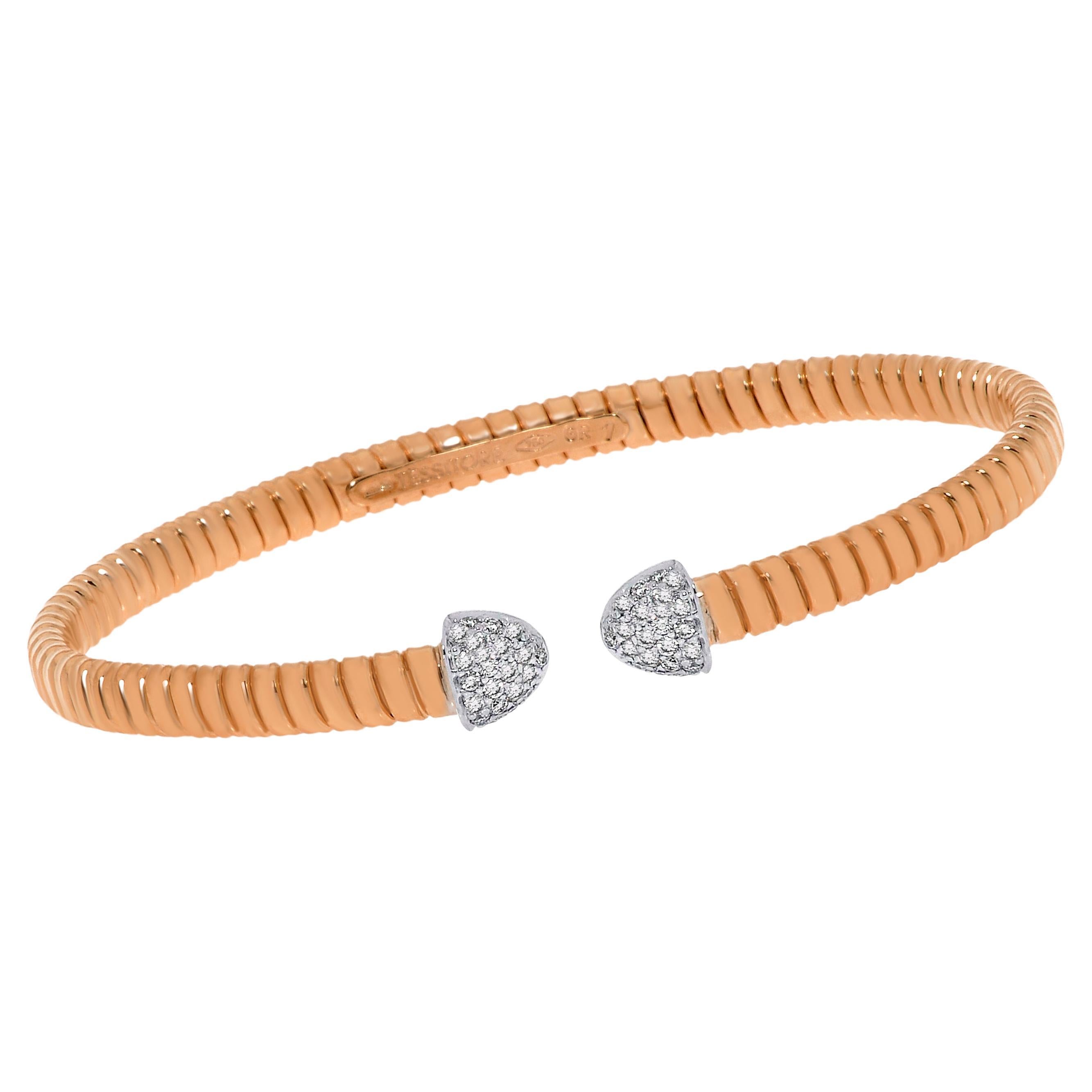 Tessitore Tubogas 18k Rose Gold, Diamond Bangle Bracelet For Sale at ...