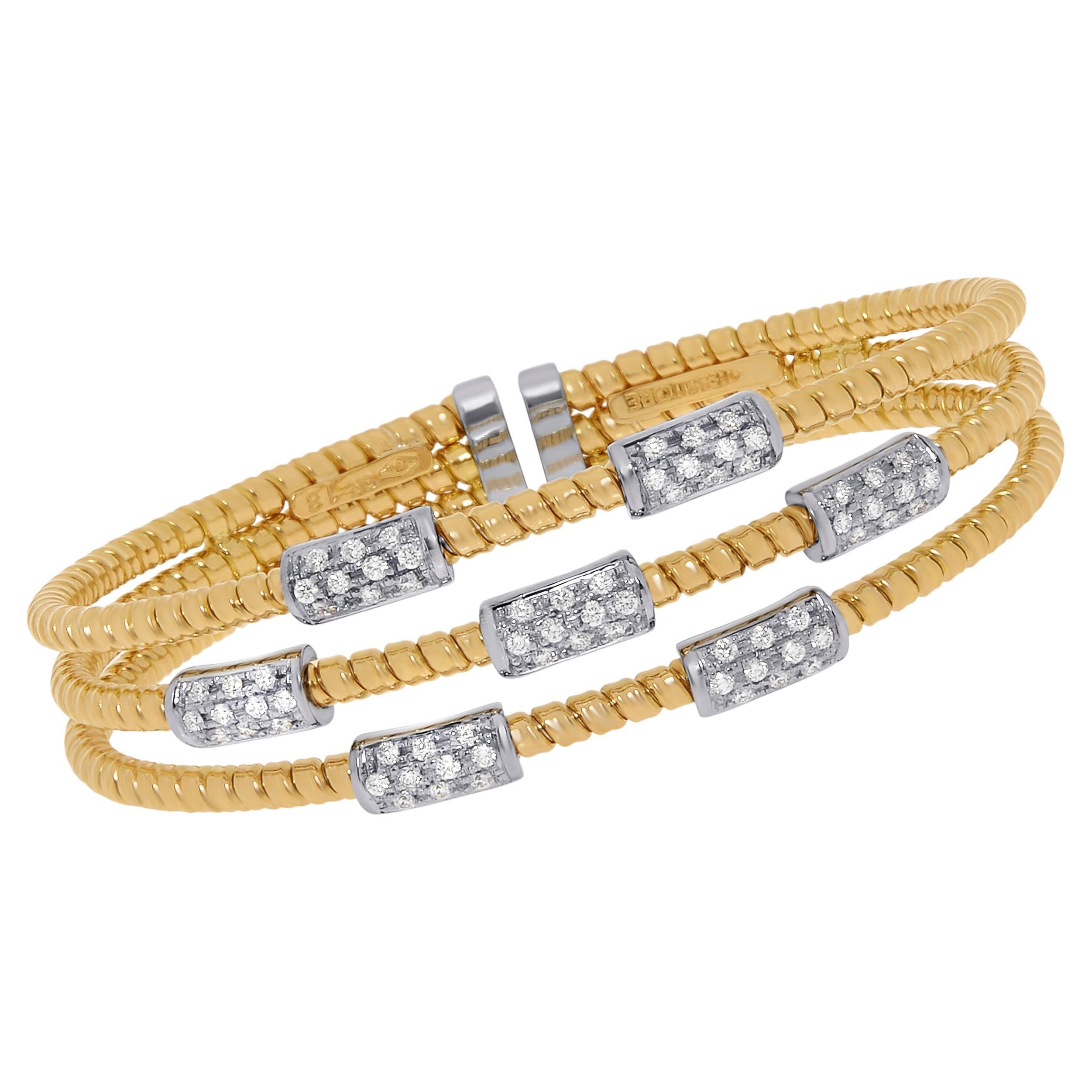 Tessitore Tubogas 18K Yellow Gold, Diamond Bangle Bracelet For Sale at ...