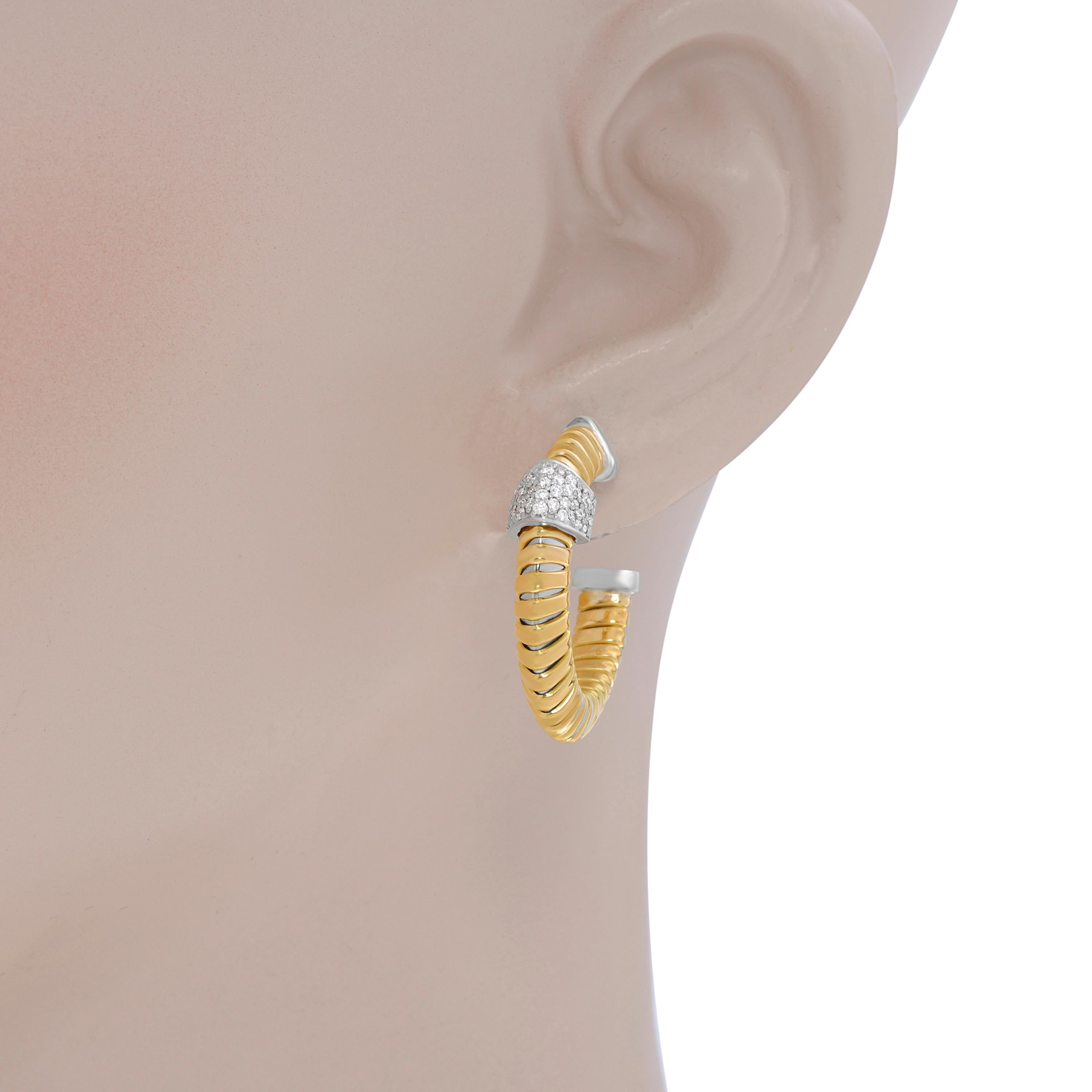 Tessitore Tubogas 18k Yellow Gold, Diamond Hoop Earrings For Sale at ...