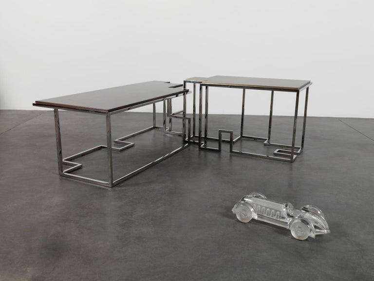 Tetra L, Large Coffee Table in Polished Stainless Steel and High Gloss ...