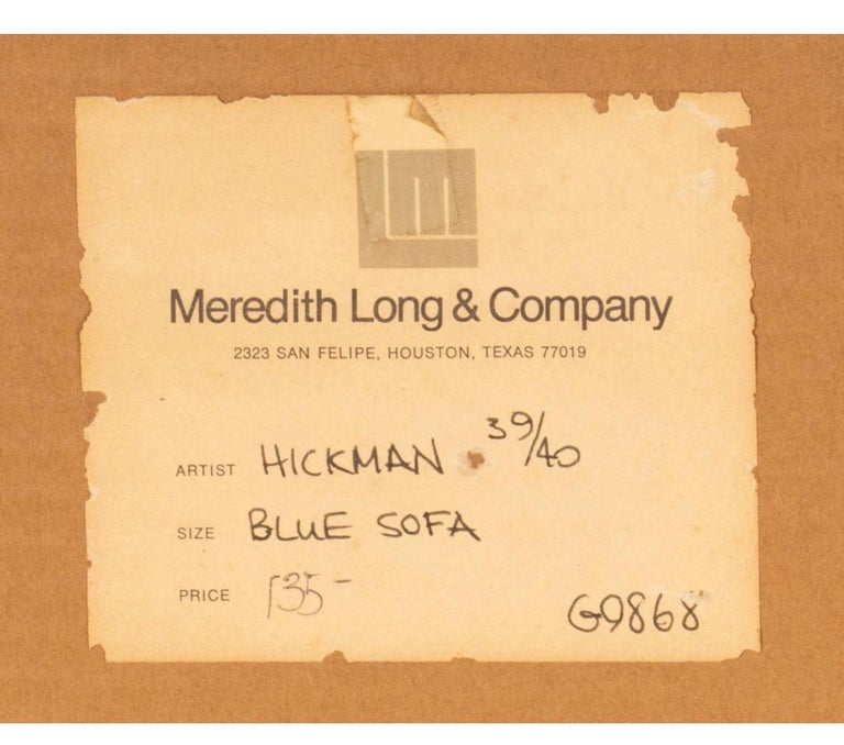 Texan Artist David Hickman "Blue Sofa", Signed and Numbered Serigraph ...