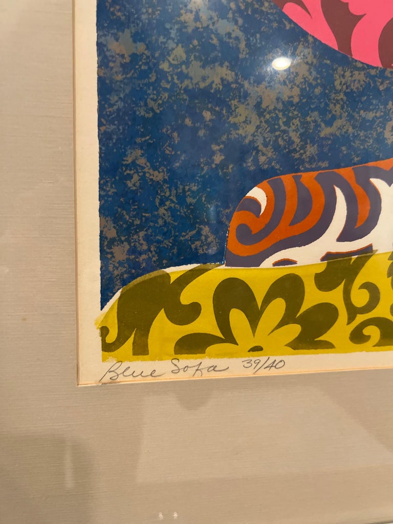 Texan Artist David Hickman "Blue Sofa", Signed and Numbered Serigraph ...
