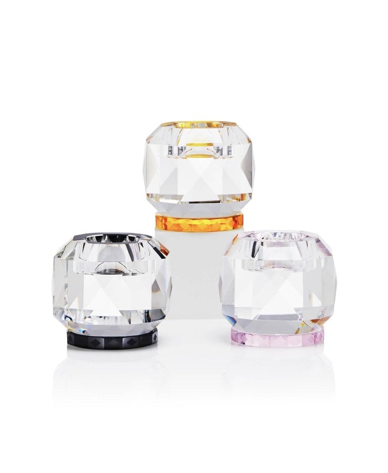 Texas Black Crystal T-Light, Hand-Sculpted Contemporary Crystal For ...
