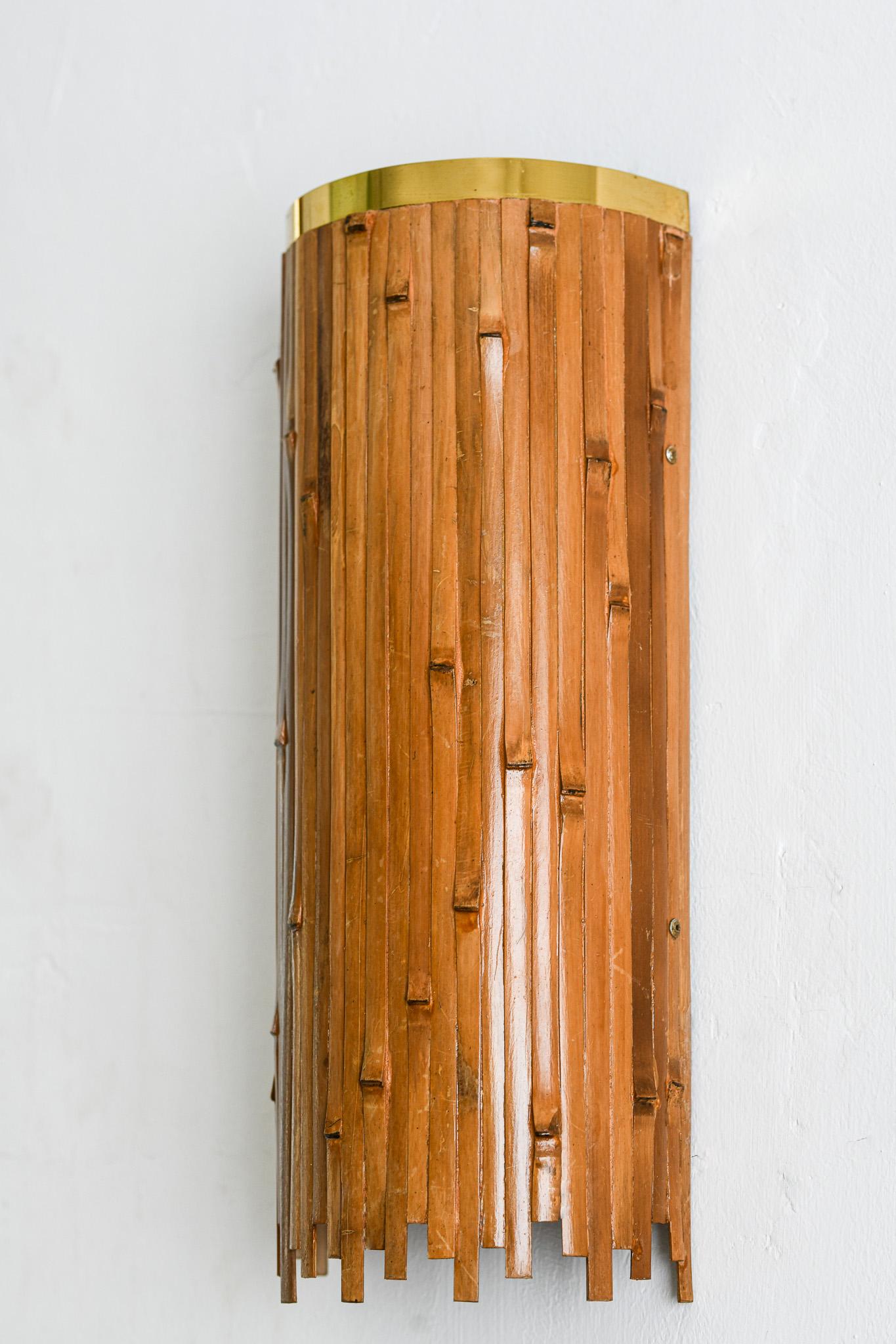 Textural Bamboo Wall Lamp For Sale at 1stDibs