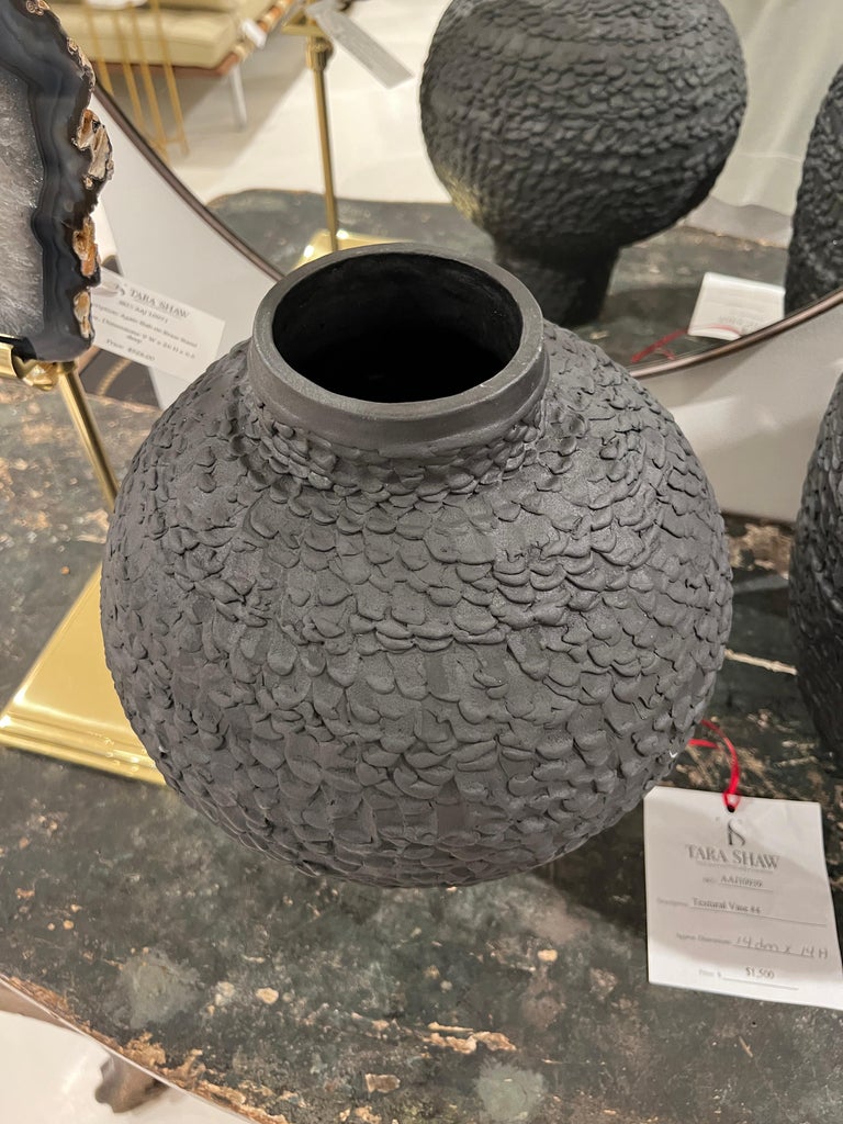 Textural Ceramic Vase with Tall Base, Small For Sale at 1stDibs