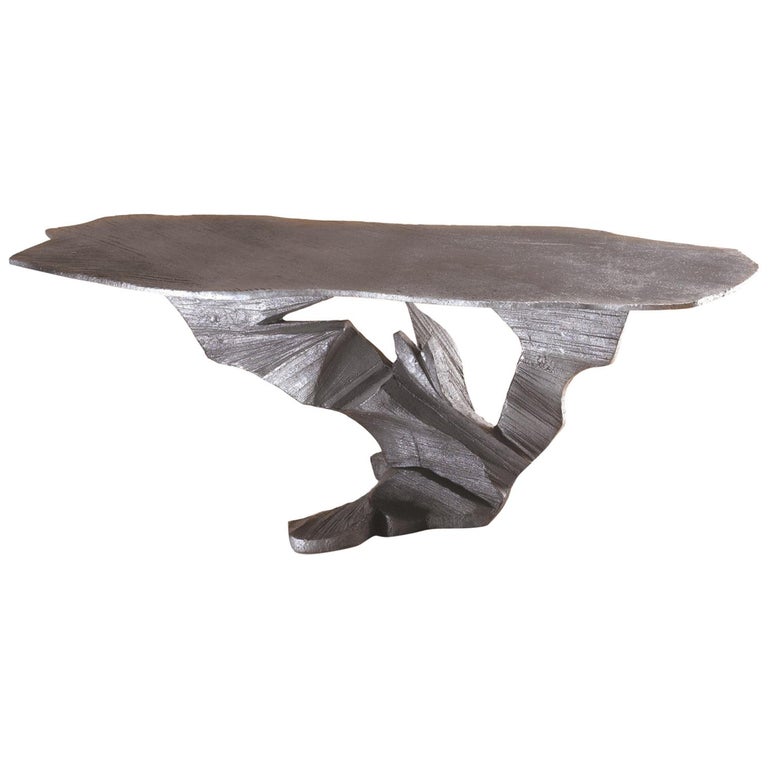 Textured One of a Kind Cast Aluminum Sculpture Table For Sale at 1stDibs