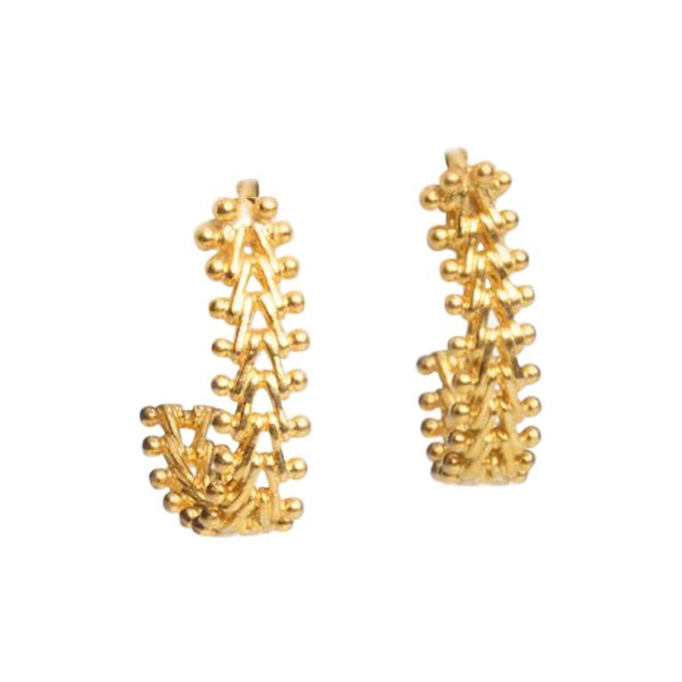 Textured 18 Karat Gold Hoops at 1stDibs