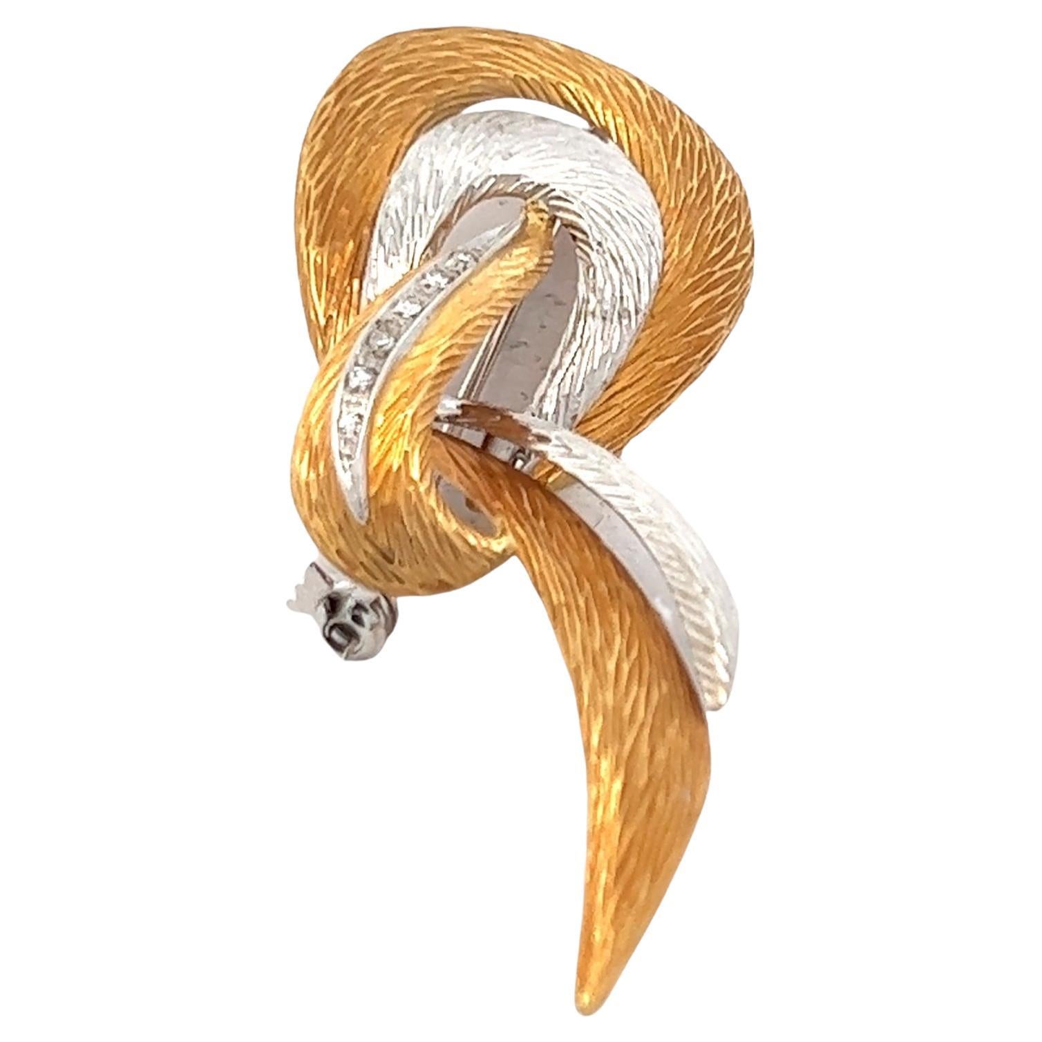 Diamond Opal Green Tourmaline Amethyst Yellow Gold Contemporary Brooch ...