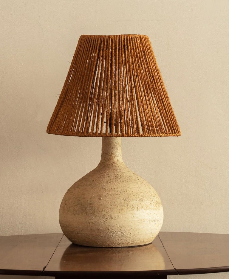 Textured Ceramic Lamp Base with Original Rope Shade, South of France ...
