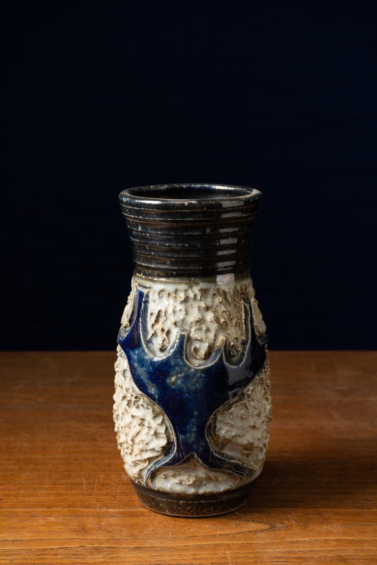 Textured Ceramic Vase with Colour Glazing and Relief Decorations For ...