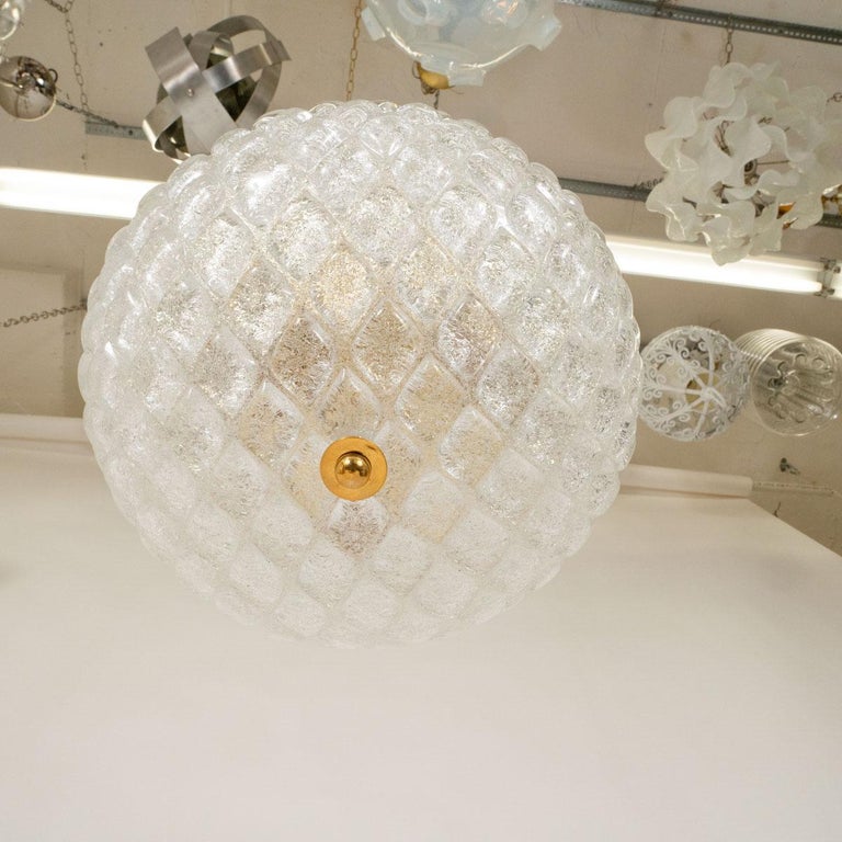 Textured Lattice Glass Flush Mount For Sale at 1stDibs