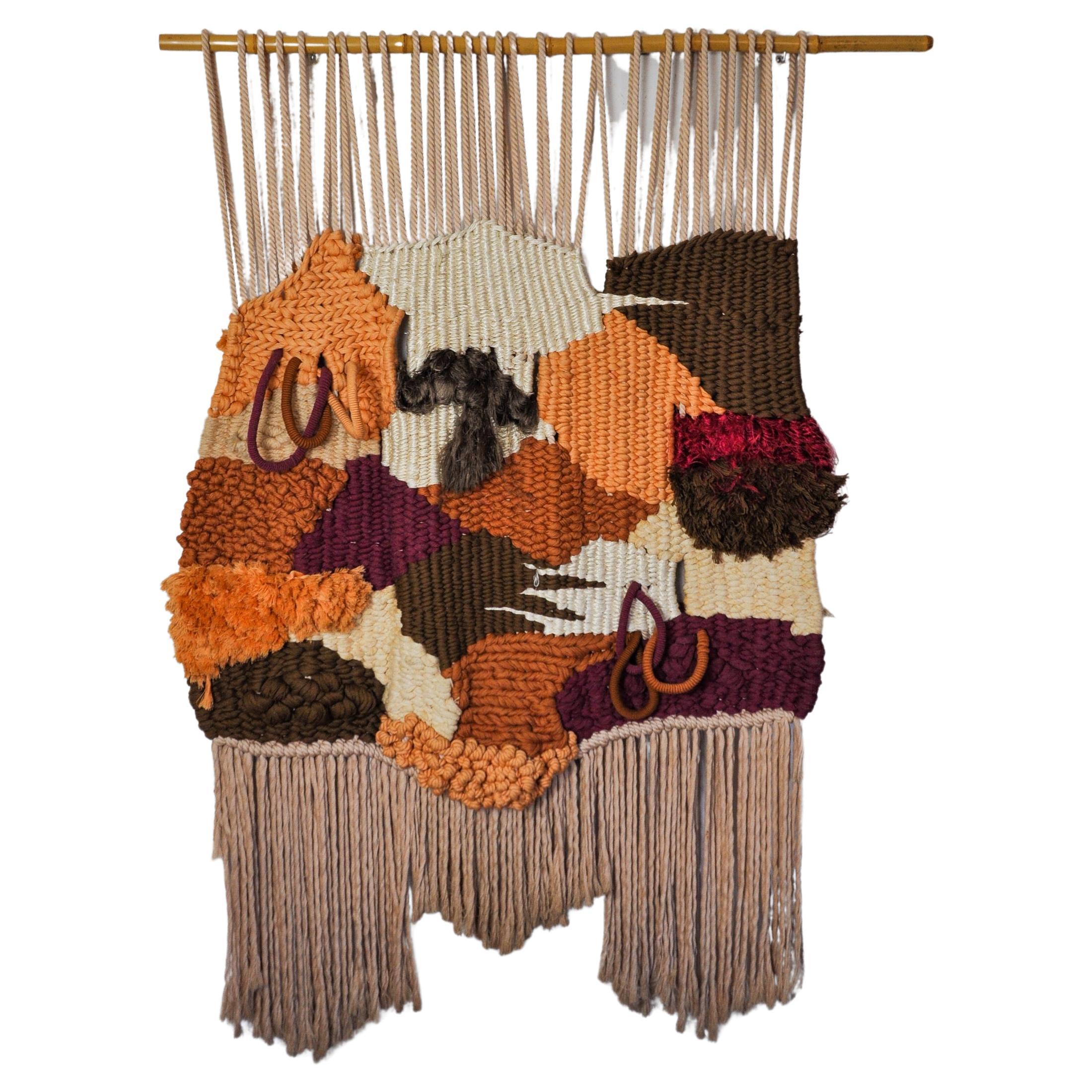 Pink Textured Macrame Wall Tapestry, Spain, 1970s For Sale at 1stDibs