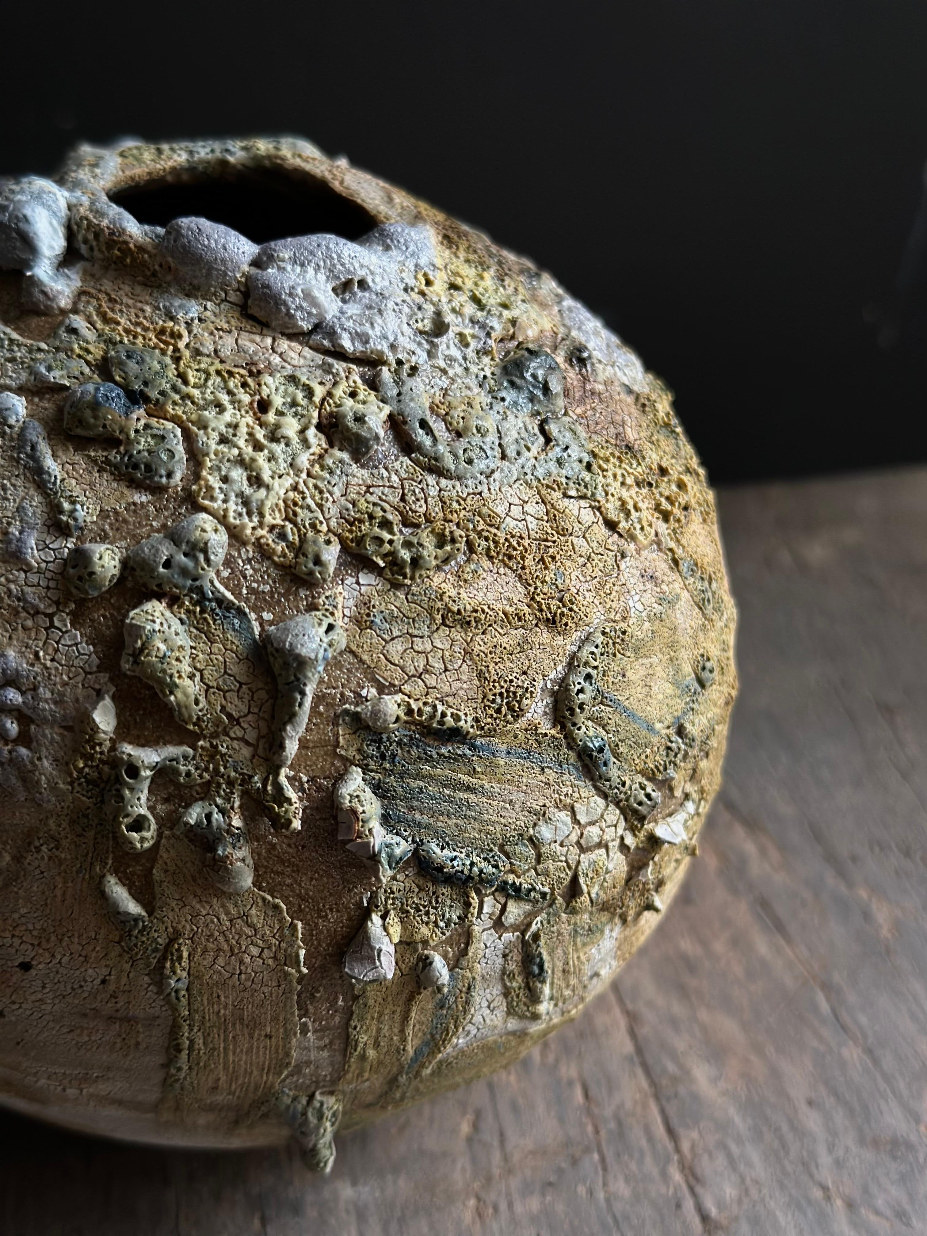 Textured Modern Organic Ceramic Moon Jar Vase For Sale at 1stDibs