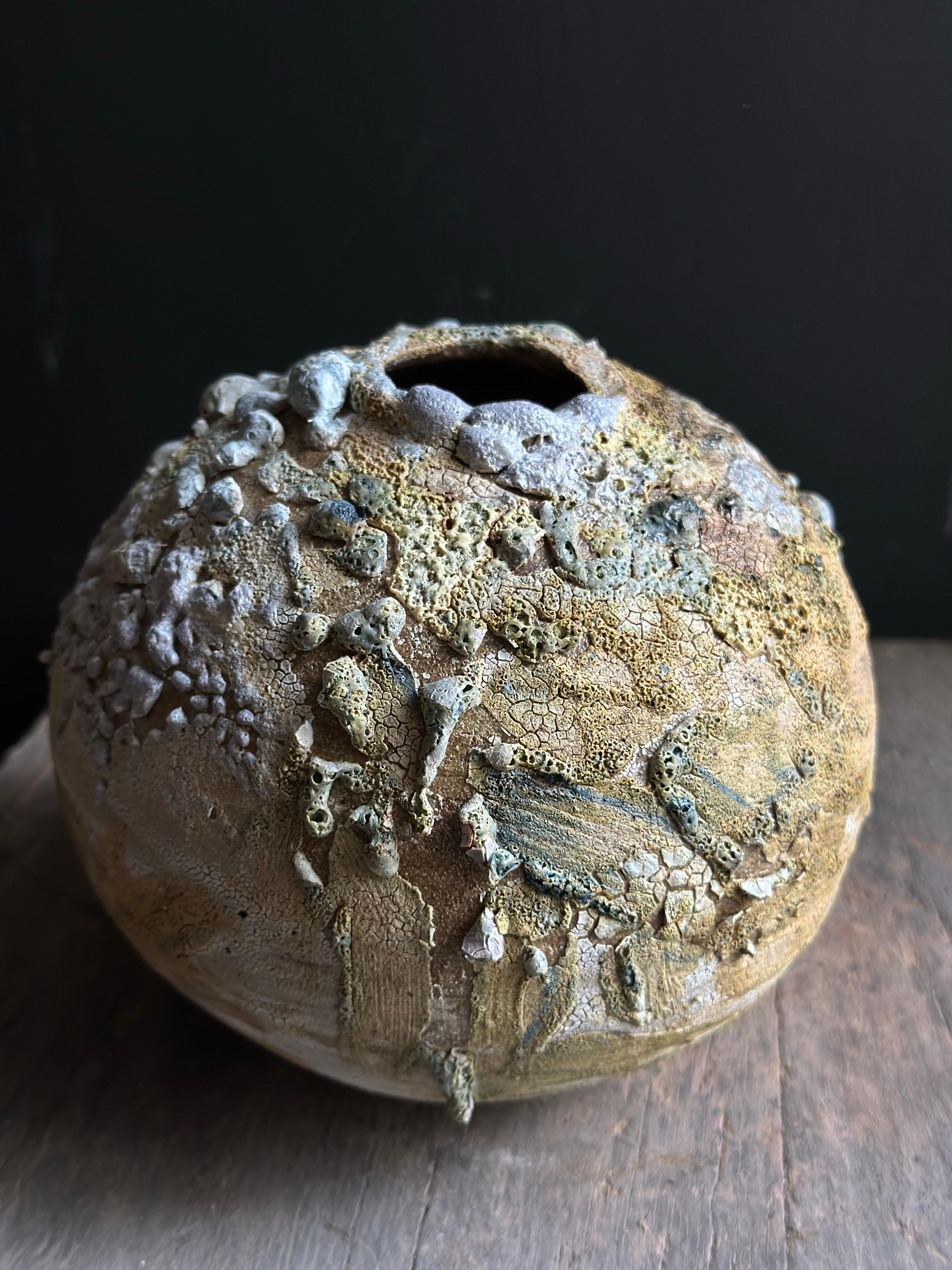 Textured Modern Organic Ceramic Moon Jar Vase For Sale at 1stDibs